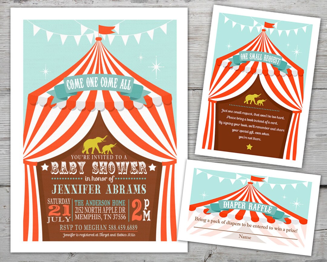 Circus Baby Shower Invitation, Circus Baby Shower Invite, Circus Party ...