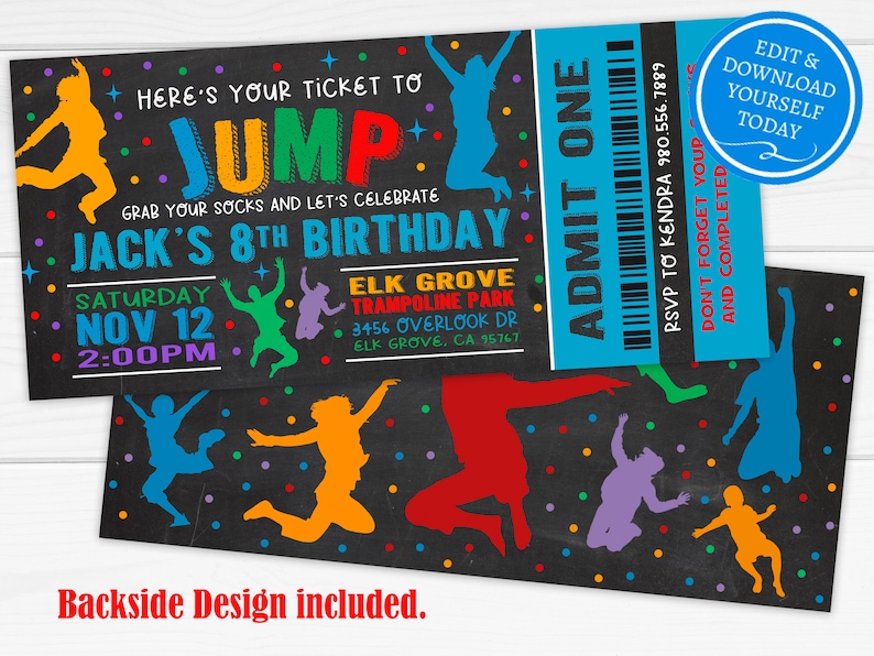 Jump Birthday Party Invitation Jump Party Editable Invite - Etsy
