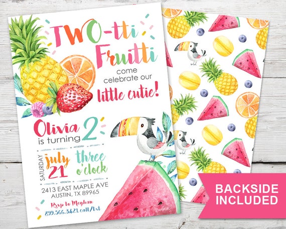 Paper & Party Supplies Invitations & Announcements Paper Fruit Birthday ...