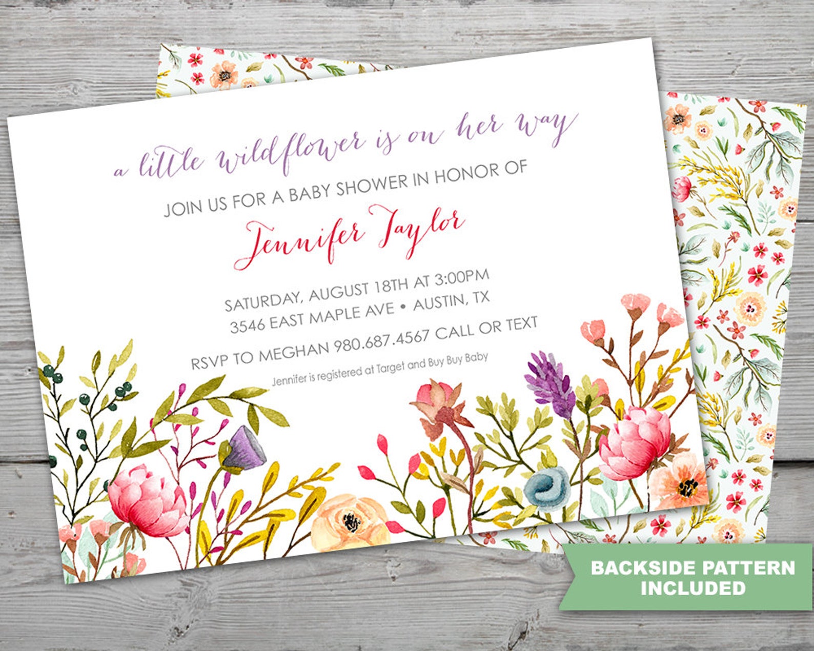 Wildflower Baby Shower Wildflower Baby Shower Invitation - Etsy