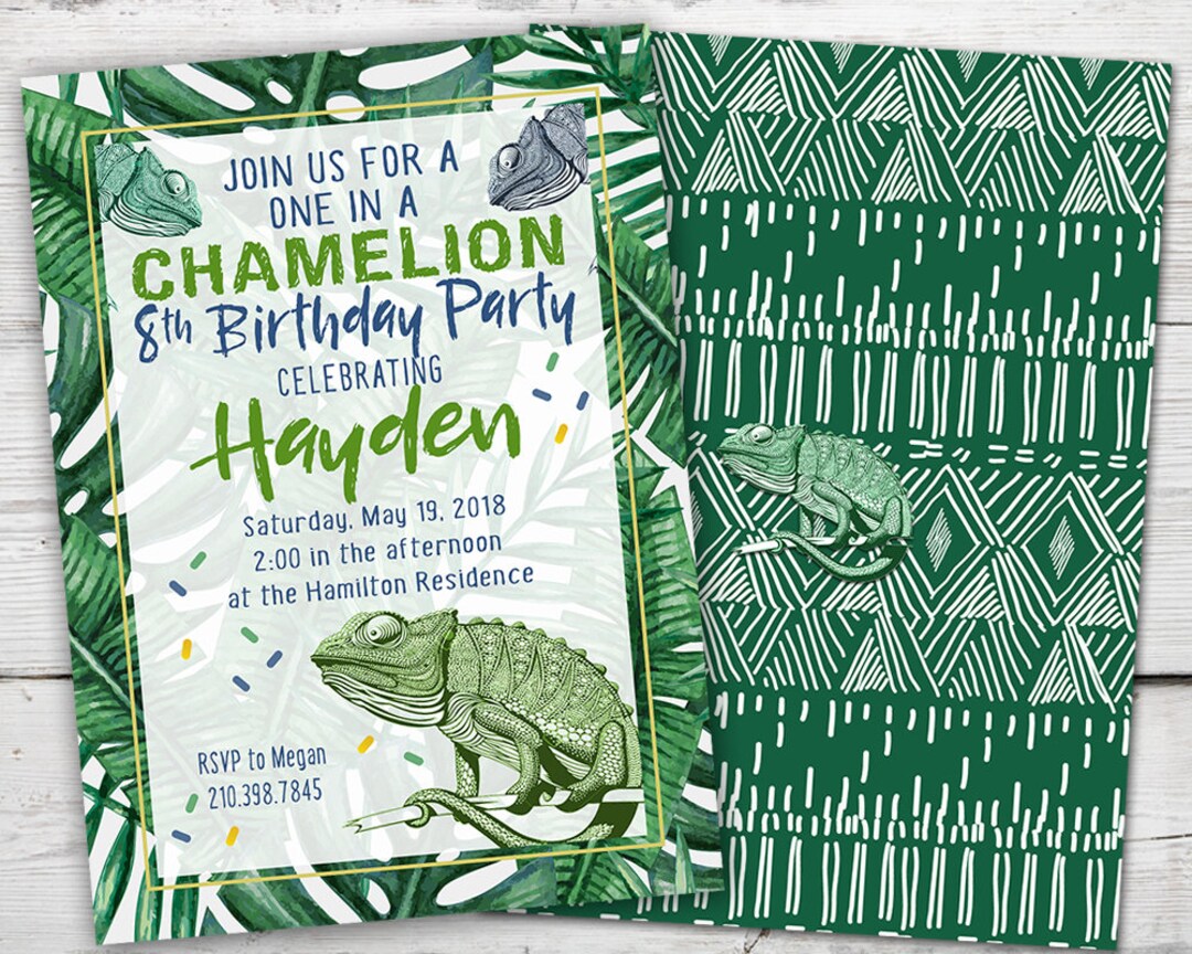 Chameleon Invitation, Chameleon Birthday, Chameleon Party Invitation ...