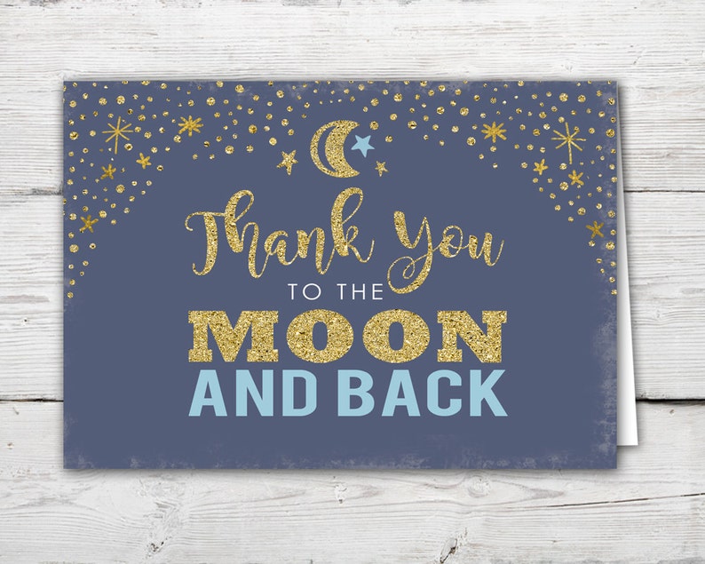 Thank You to the Moon and Back Printable Thank You Card. I - Etsy