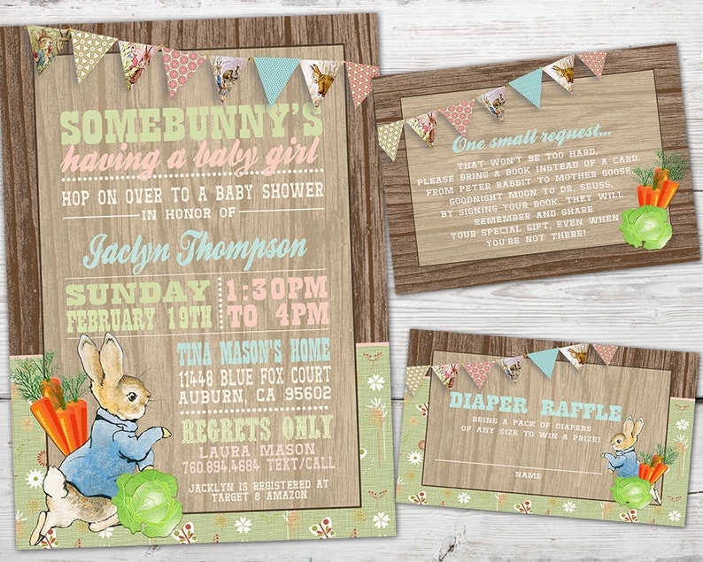 Peter Rabbit Invitation Peter Rabbit Baby Shower Bunny Baby - Etsy