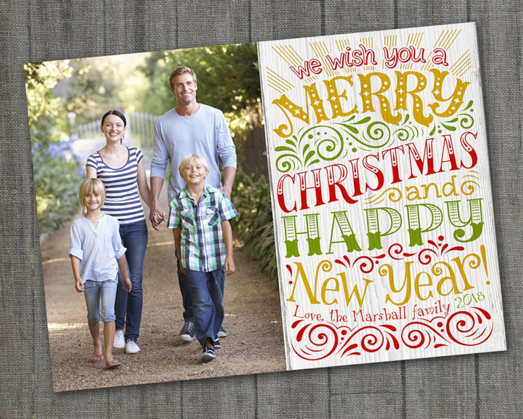 Festive Merry Christmas Photo Card, Family Photo Cards Family Photo ...