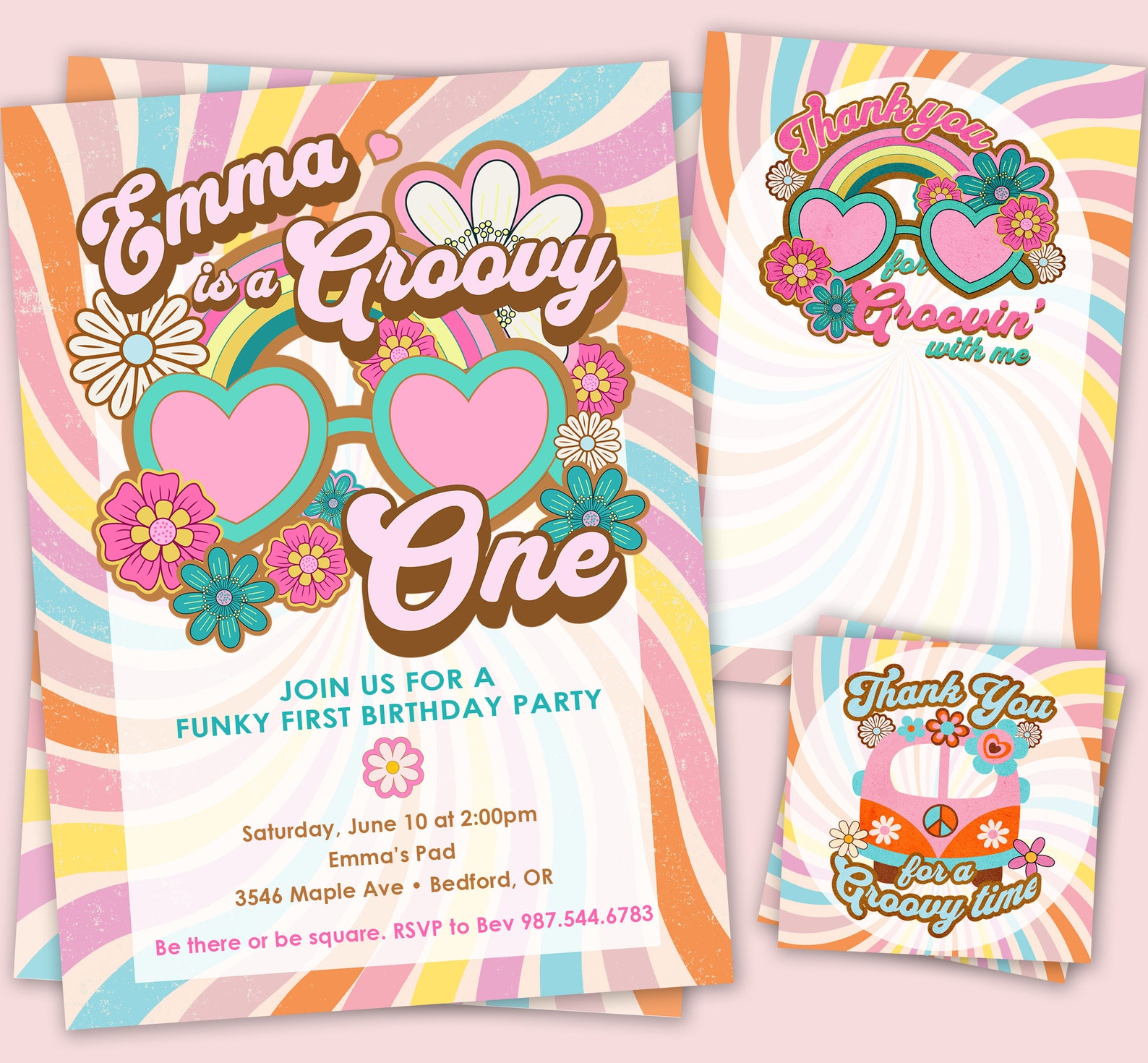 Groovy One Party Invitation Groovy One Birthday Groovy One - Etsy