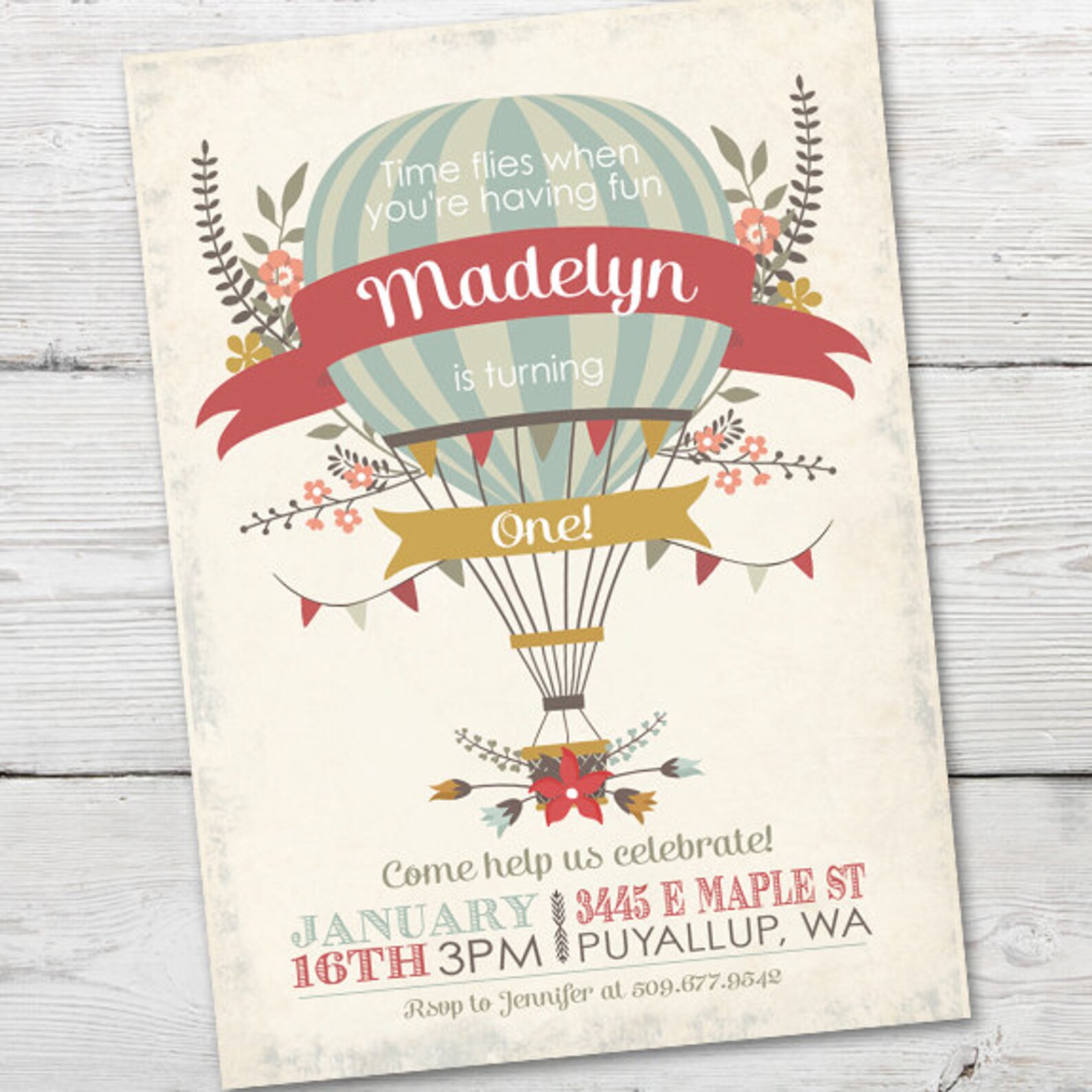 Hot Air Balloon Birthday Invitation for a Hot Air Ballon - Etsy