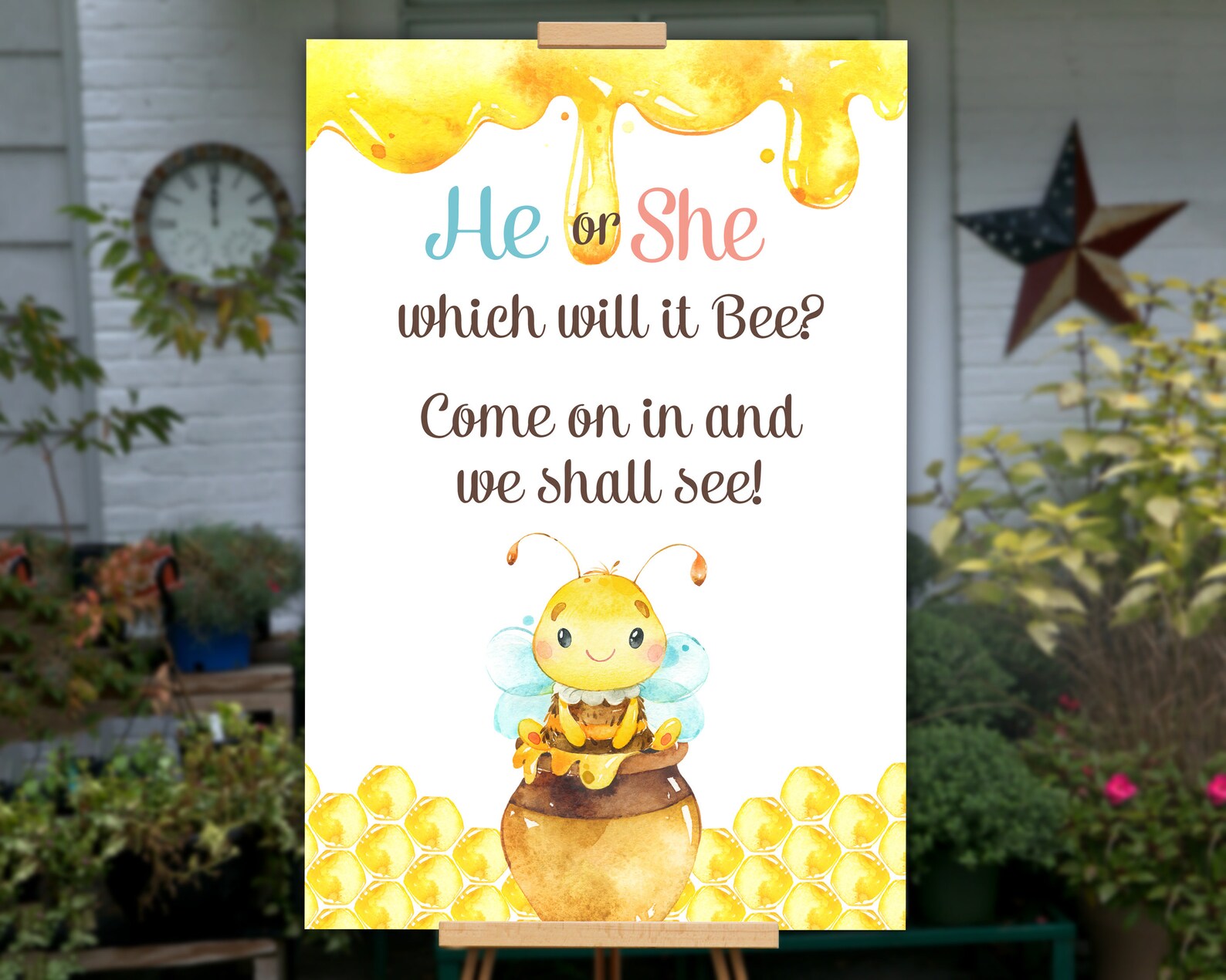 Honey Bee Gender Reveal Invitation, He or She What Will It Bee ...