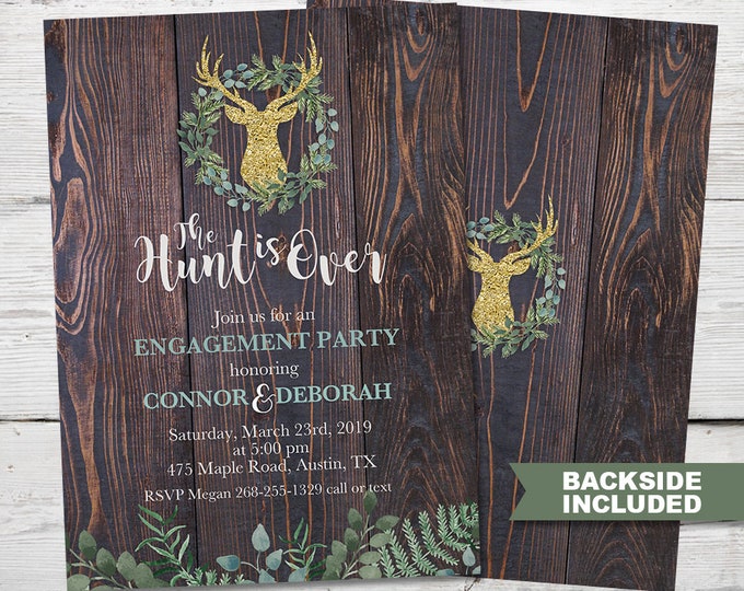 The Hunt is Over Banner, Rustic Engagement Party Banner, Hunting Themed ...