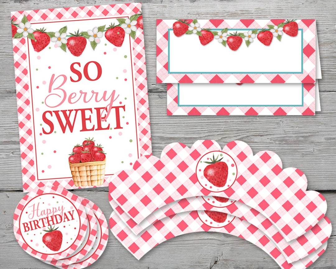 Strawberry Birthday Party Kit, Strawberry Birthday Party Decor, so ...