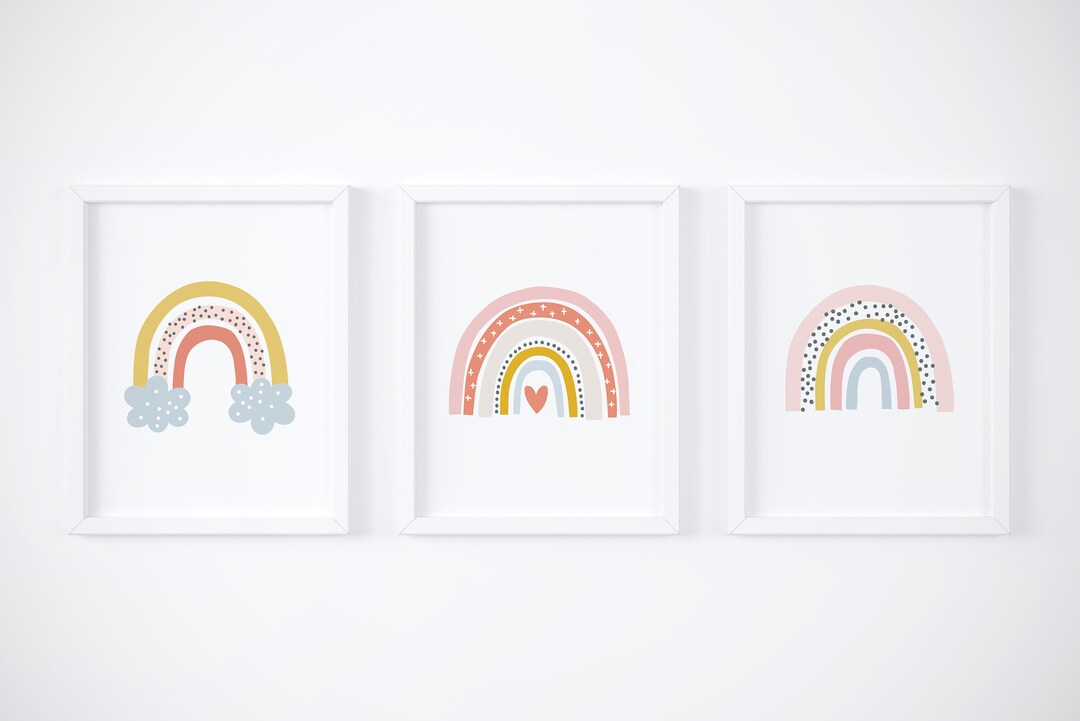 Modern Rainbow Nursery, Rainbow Wall Art, Rainbow Wall Decor, Modern ...
