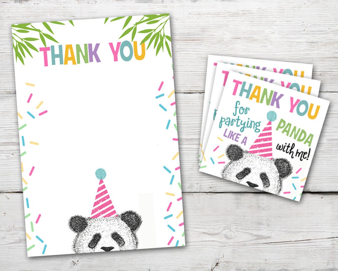 Panda Birthday Thank You Cards PRINTABLE Pandamonium - Etsy