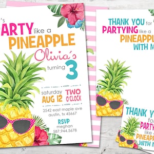 Pineapple Birthday Invitation, Party Like a Pineapple Invitation ...