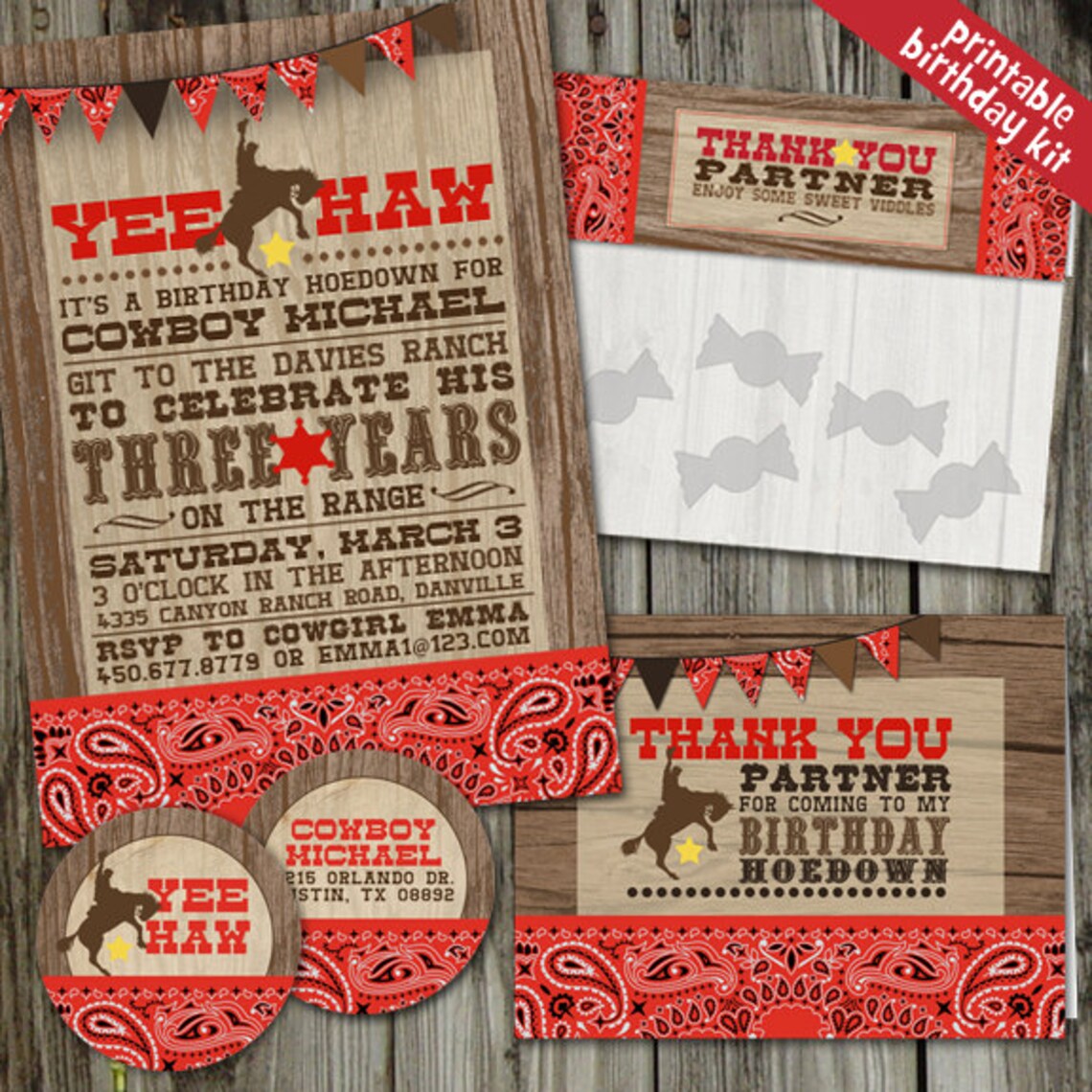 Yee Haw Cowboy Western Birthday PRINTABLE Party Kit Cowboy | Etsy