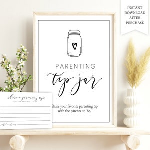 Minimalist Parenting Tip Jar Sign | Printable Baby Shower Advice Sign ...