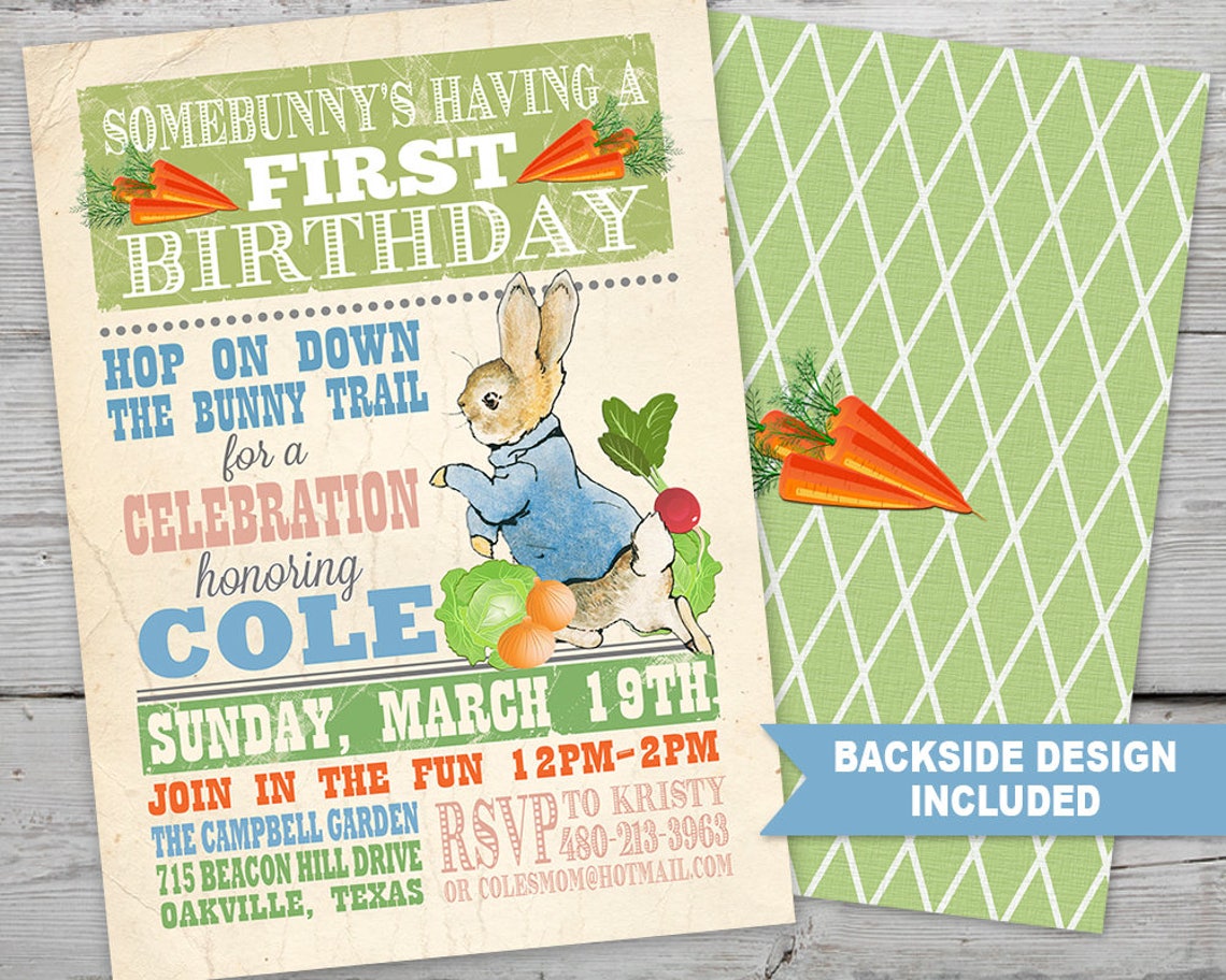 Peter Rabbit Birthday Invitation Peter Rabbit Party Peter - Etsy