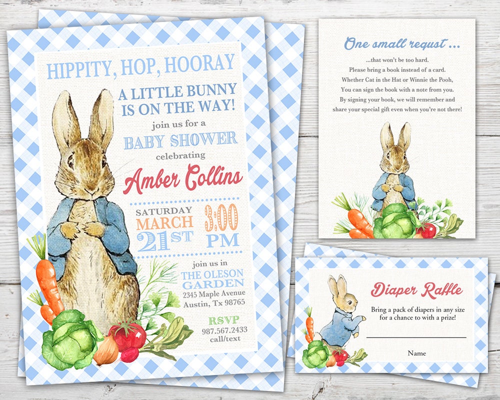 Peter Rabbit Baby Shower Invitation, Peter Rabbit Baby Shower PRINTABLE ...