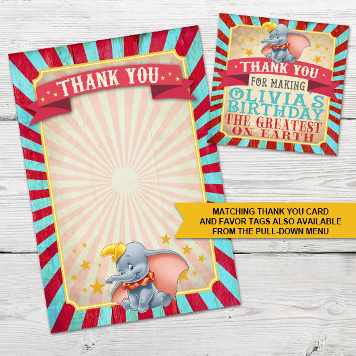 Dumbo Birthday Invitation Perfect for a Dumbo First Birthday - Etsy