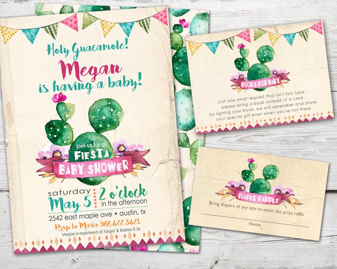 Fiesta Baby Shower Invitation, Fiesta Baby Shower Bundle, Cactus Baby ...
