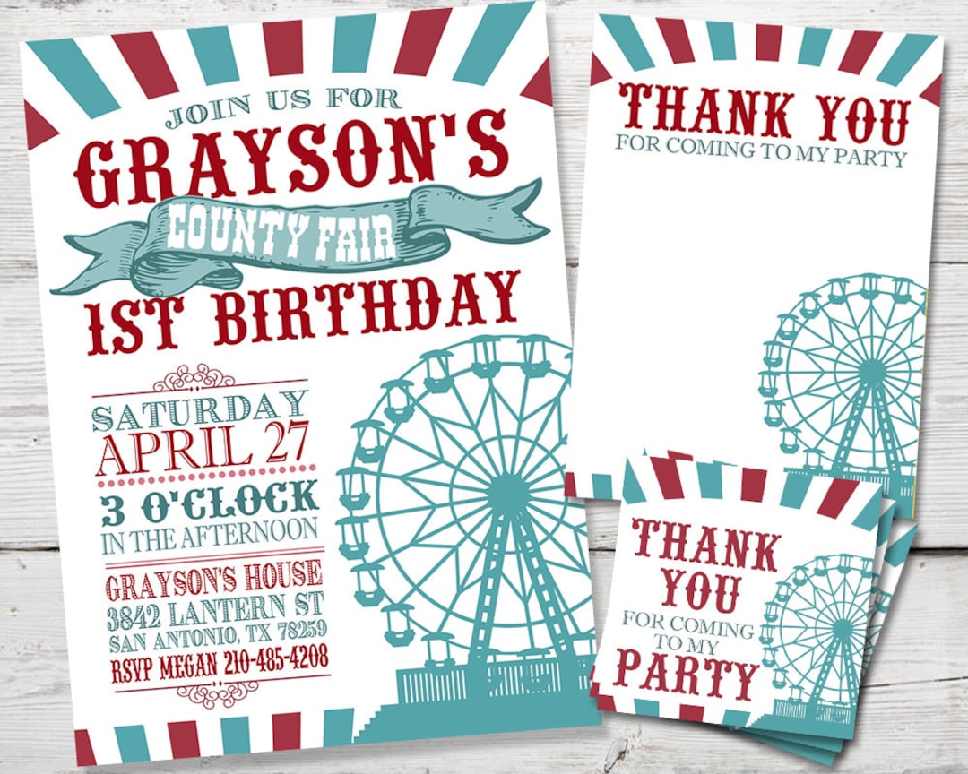 County Fair Birthday Invitation, County Fair Party Invitations ...