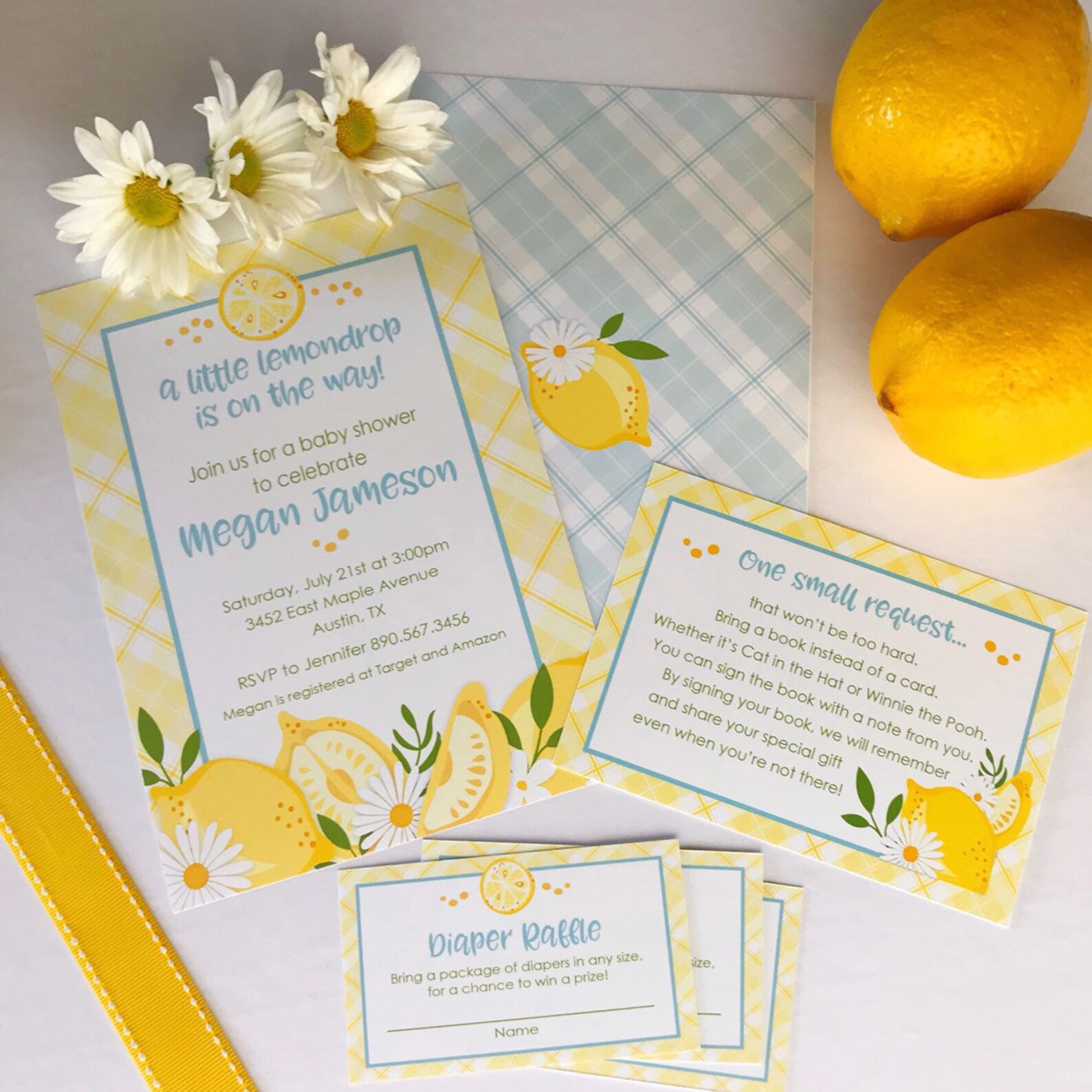 Lemon Baby Shower Invitation Set for a Lemon Baby Shower With - Etsy