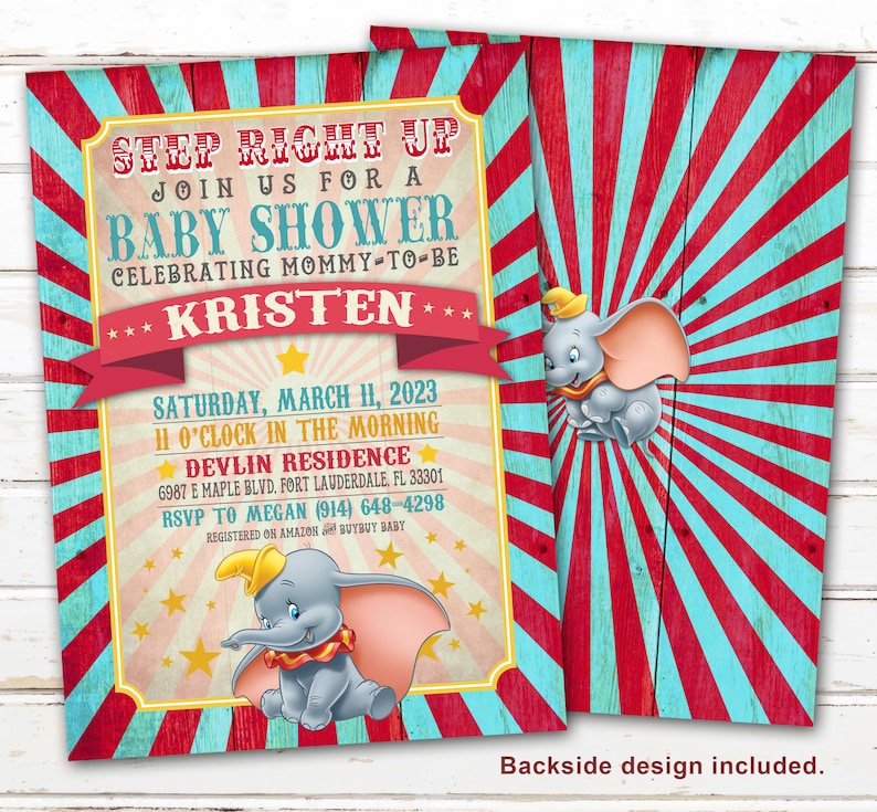 Dumbo Baby Shower Invitation Set Dumbo Party Invitation - Etsy