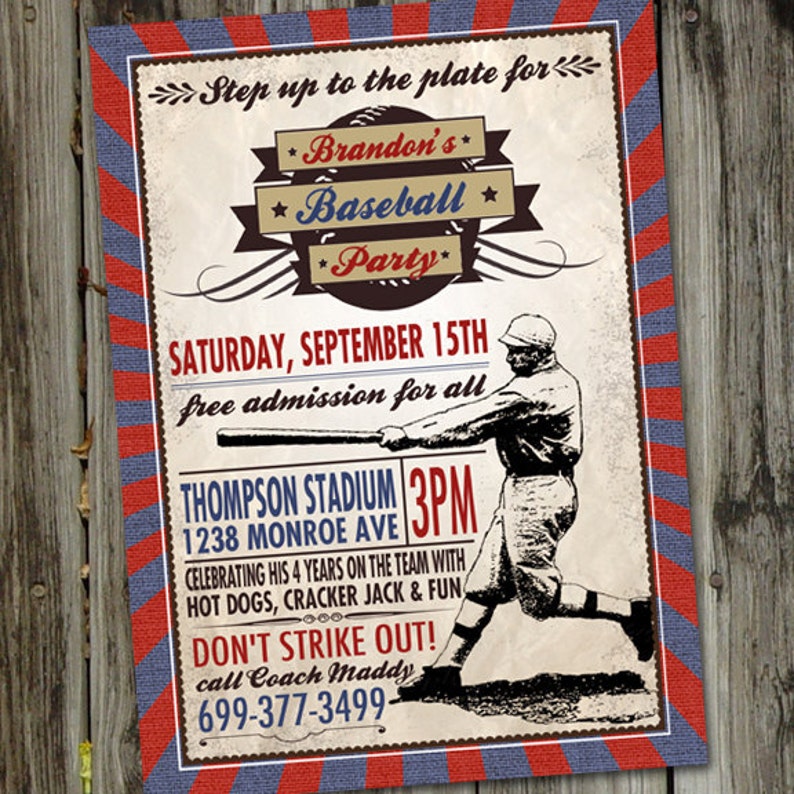Baseball Birthday Invitation Baseball Invitation Adult - Etsy