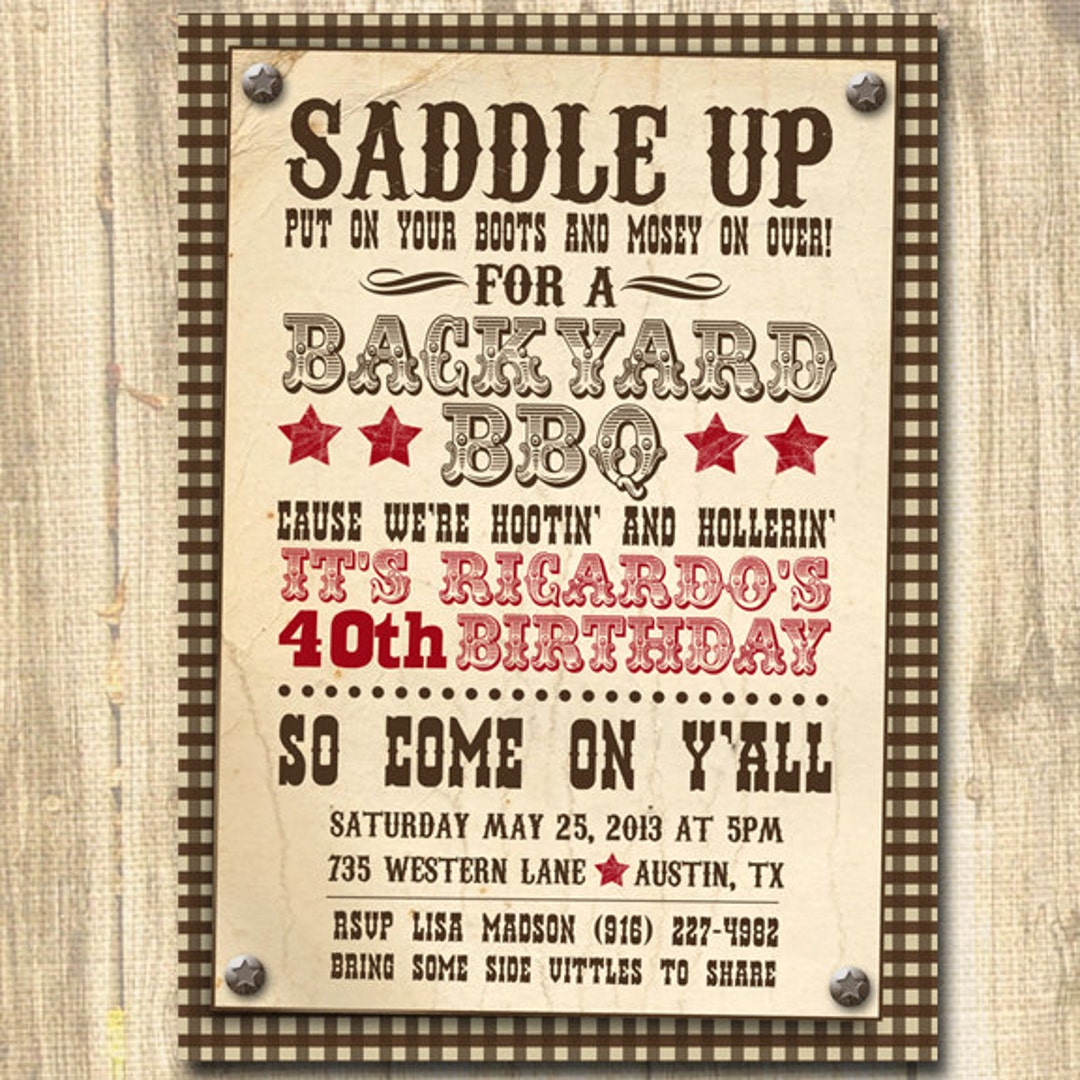 Western Themed Birthday, Western Invitation, Western Theme Invitation ...