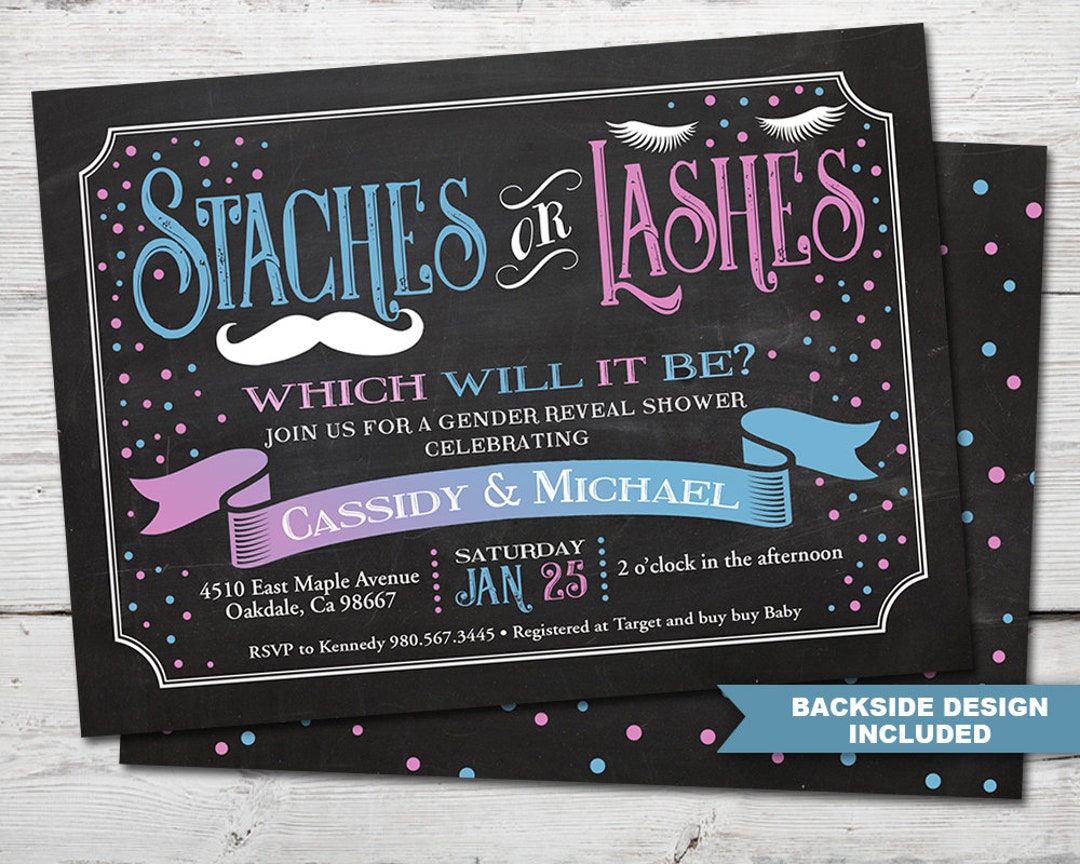 Stashes or Lashes Gender Reveal Invitation, Stashes or Lashes ...