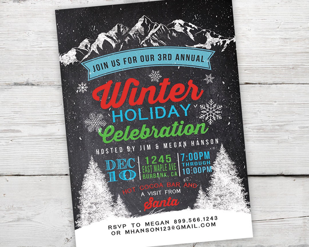 Winter Holiday Party Invitations Winter Party Invitation - Etsy