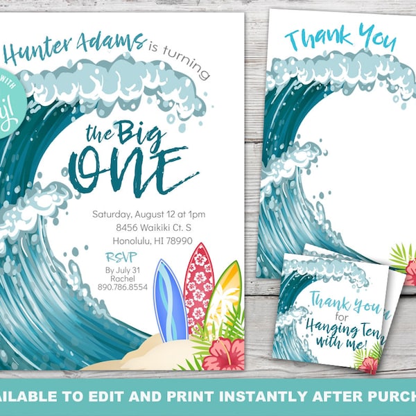 Surfing Invitation - Etsy