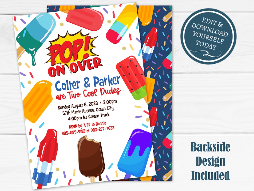 Popsicle Birthday Invitation, Popsicle Birthday Party, Summer Birthday ...