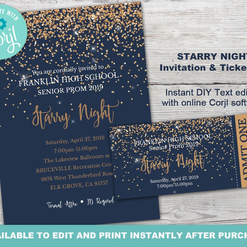Starry Night Invitation - Etsy