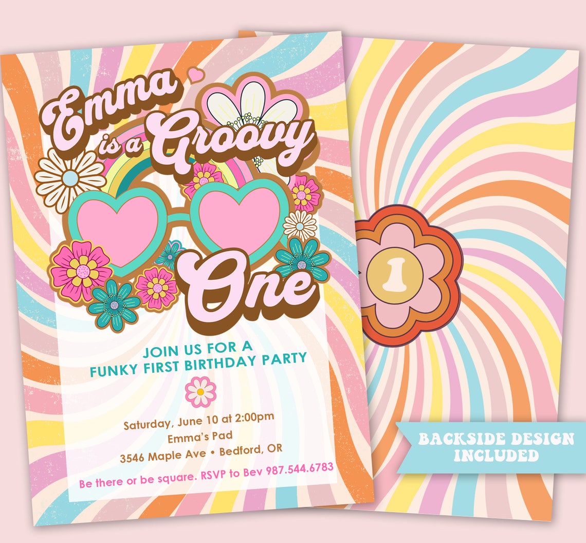 Groovy One Party Invitation Groovy One Birthday Groovy One - Etsy