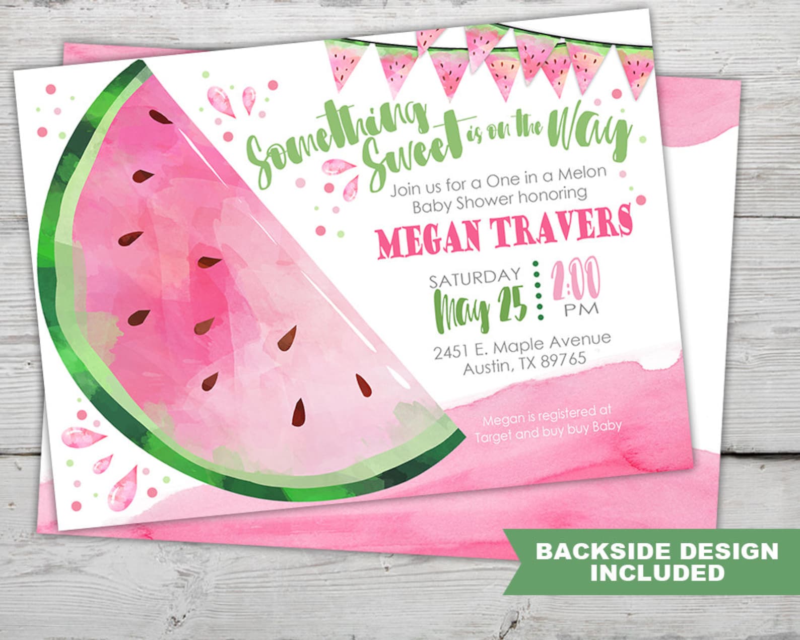 Watermelon Baby Shower Invitation for a Watermelon Themed Baby - Etsy