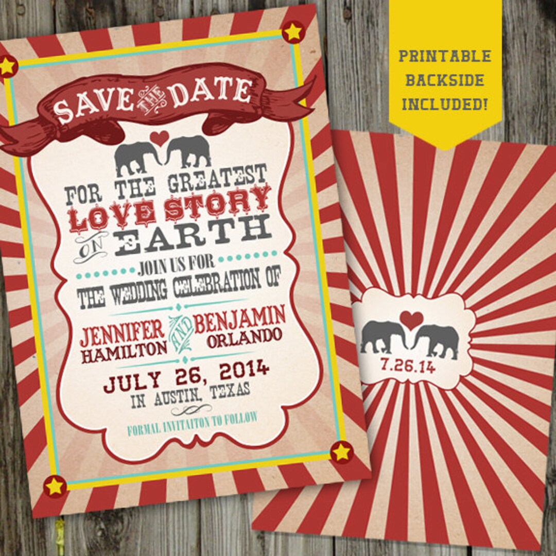 Vintage Carnival Save the Date, Vintage Circus Save the Date, Printable ...