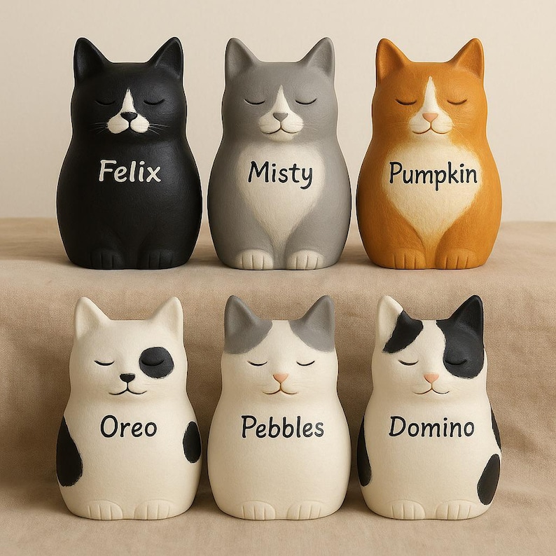 Custom Cat Urn Ceramic Handmade Pet Ashes Urn Personalized Name Dates ...