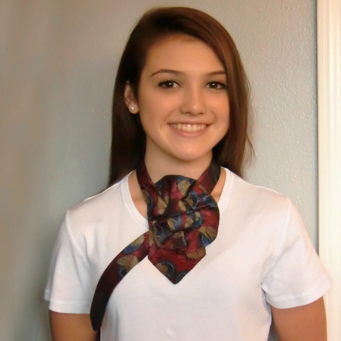 Ladies Necktie Scarf, Caesar Italian Silk Necktie Necklace, Butterfly ...