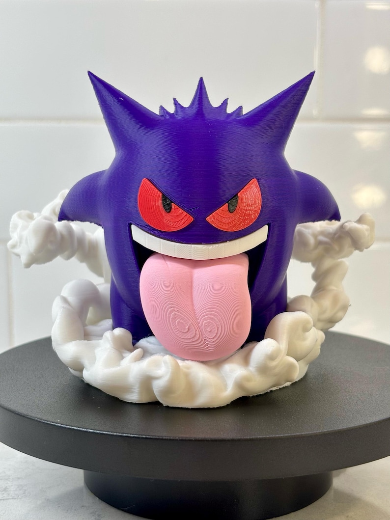 Gengar With Base 3D Print Figure | Pokemon Inspired Statue | Gamer Gift ...