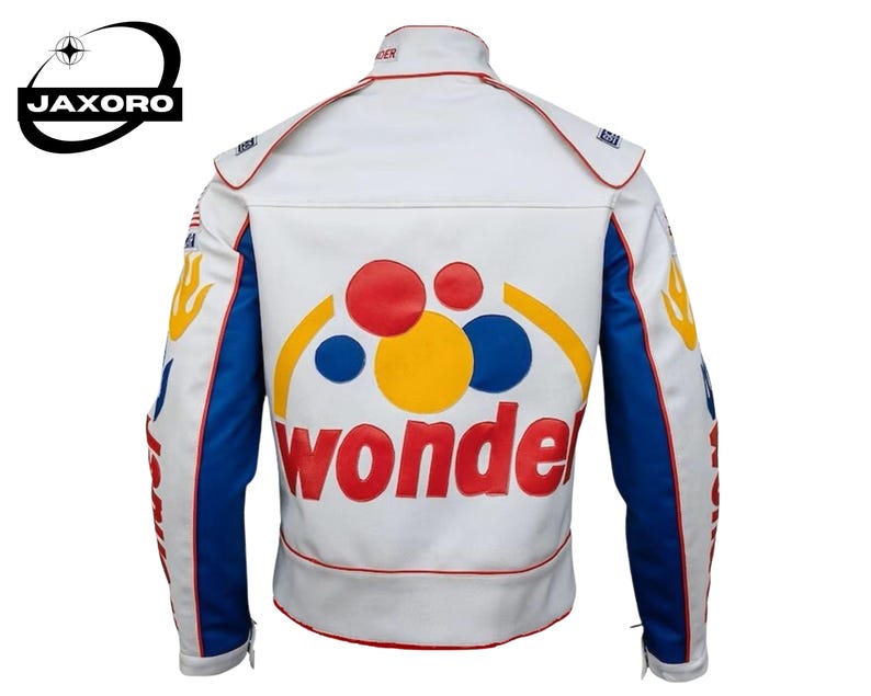 Ultimate Ricky Bobby Jacket – Wonder Bread White Racing Leather Jacket ...