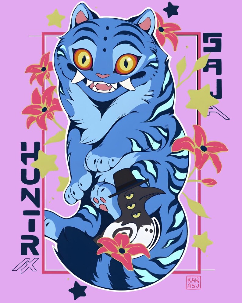 K-pop Demon Hunters PNG Bundle| Cute Blue Cat Chibi Anime Graphics ...