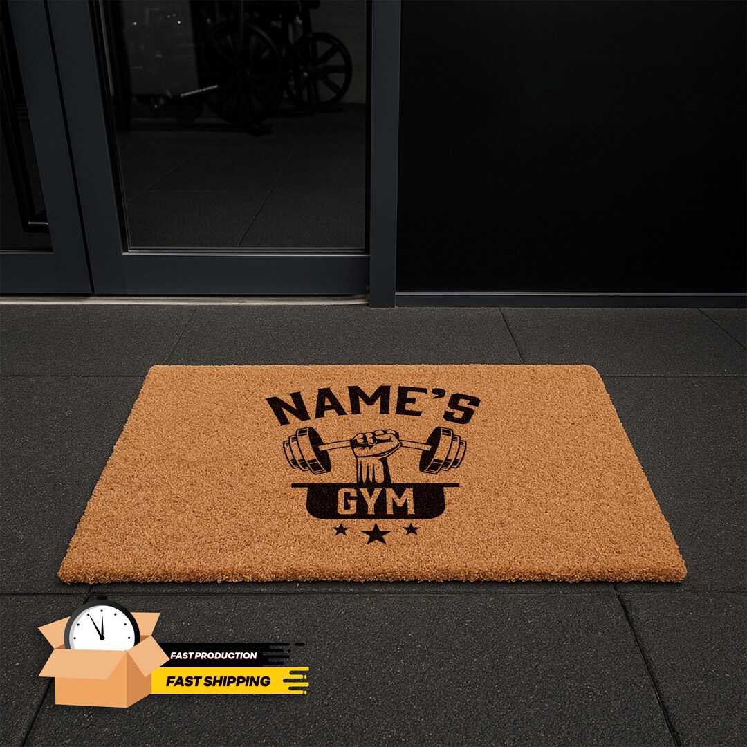 Personalized Gym Fitness Doormat, Custom Gym Decor, Custom Doormat Gift ...