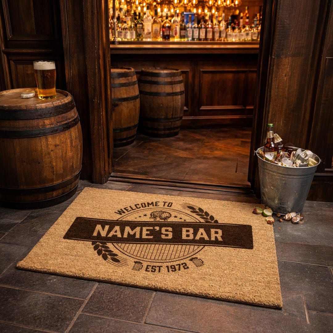 Personalized Bar Doormat Custom Welcome Mat Pub Front Door Mat Home Bar ...