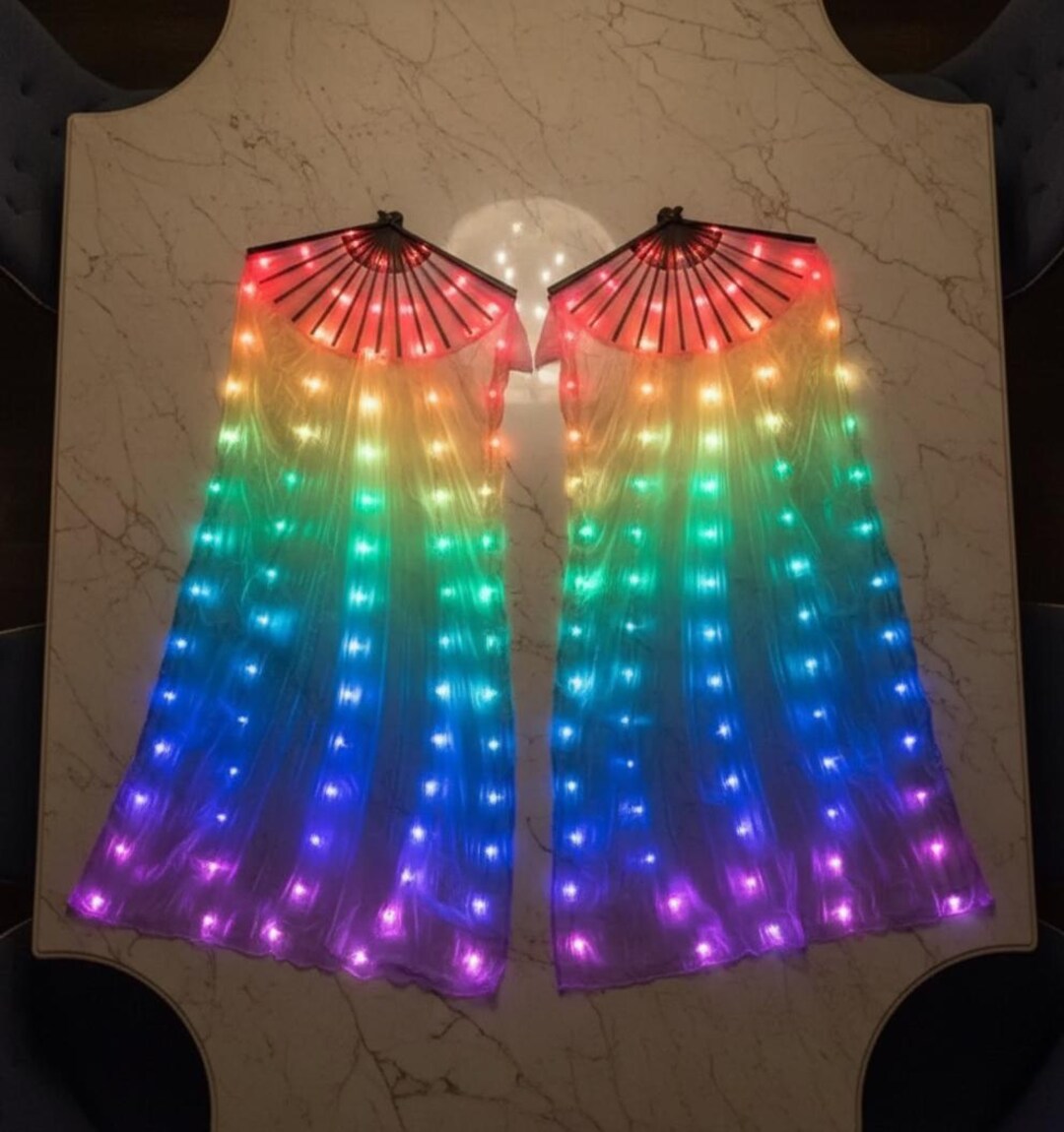 Long Silk Fans With Leds - Aurora Shift | 19 - Etsy