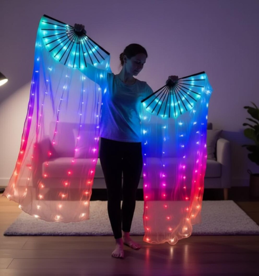 Long Silk Fans With Leds - Aurora Shift | 19 - Etsy