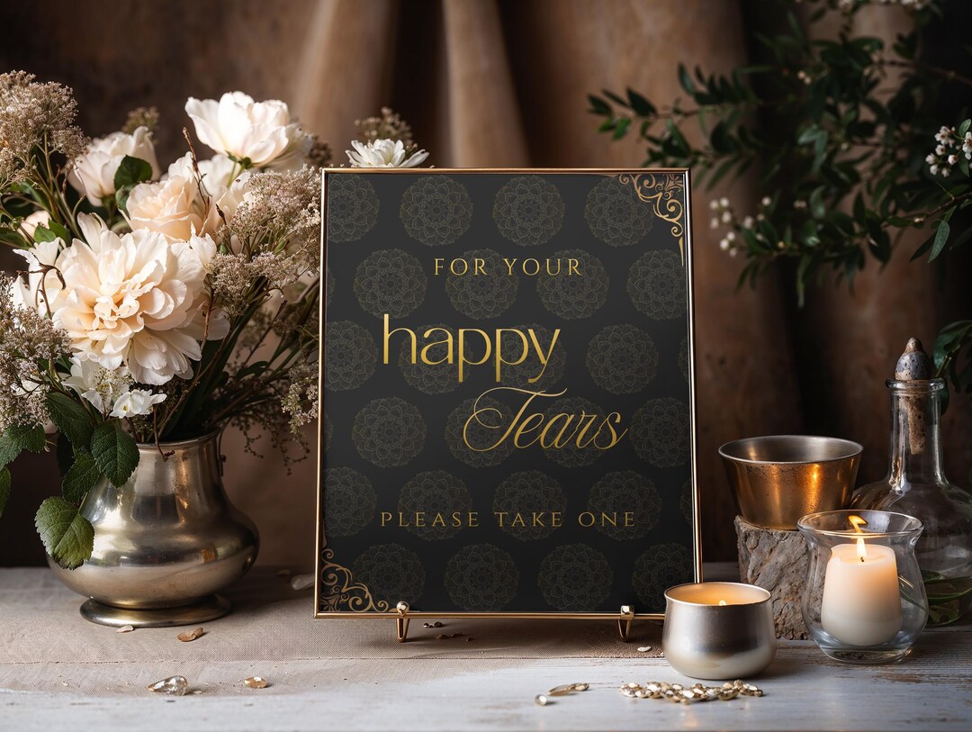 Wedding Tissue Sign Template, Happy Tears Sign, Editable Canva Sign ...