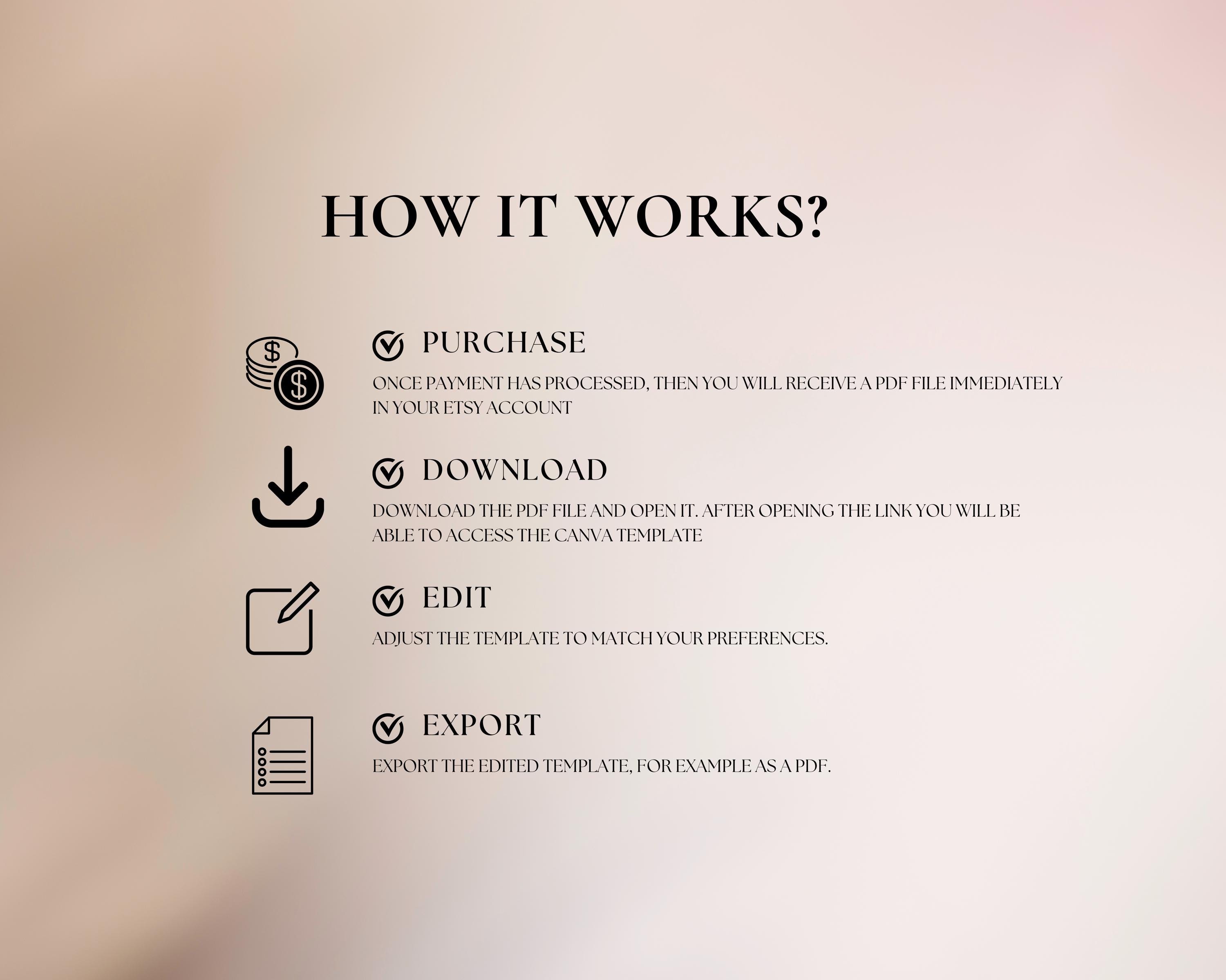 Price List Template, Dark / Black Pricing Guide Sign for Canva ...