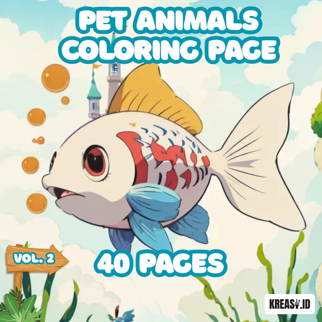 Pet Animals Coloring Pages for Kids | Printable Book Vol 2, A4 PDF ...