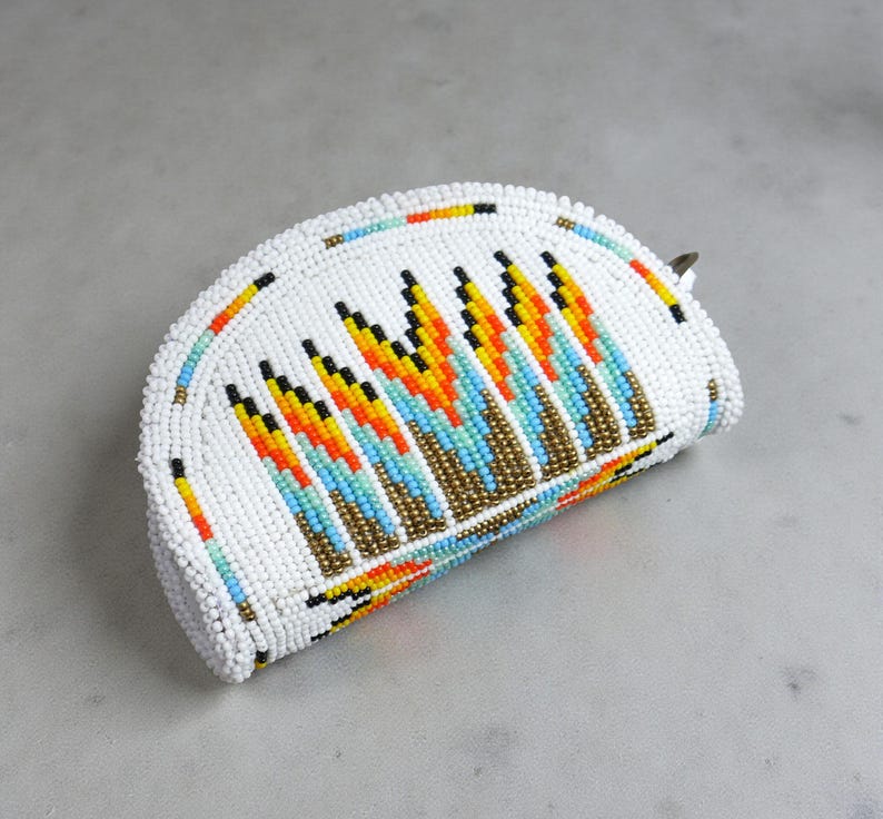 Turquoise Handmade Native American Style Beaded Coin Purse Small Beaded ...