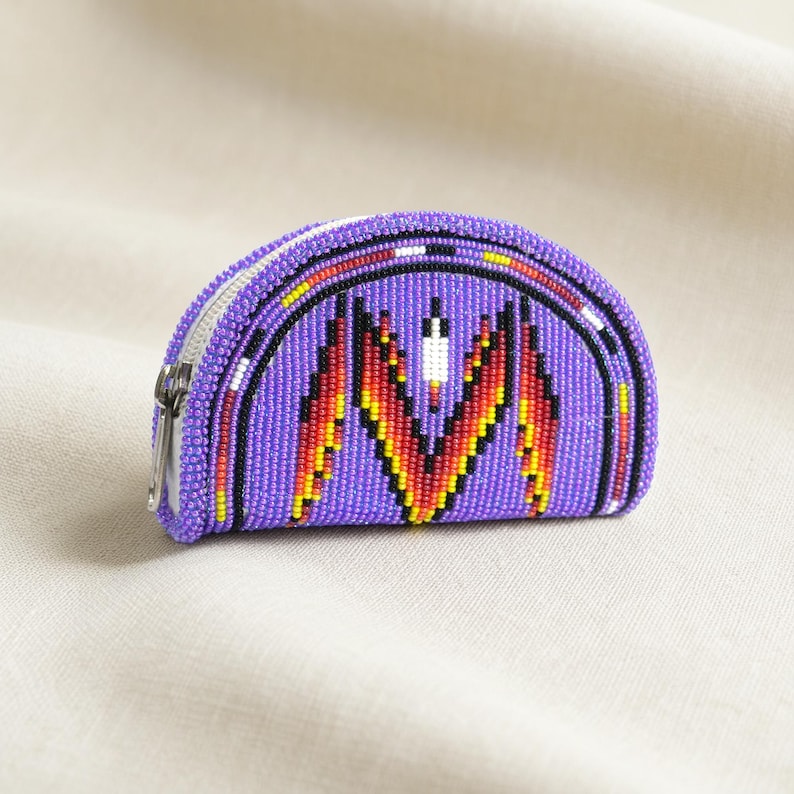 Black Handmade Native American Style Beaded Coin Purse Small Beaded ...
