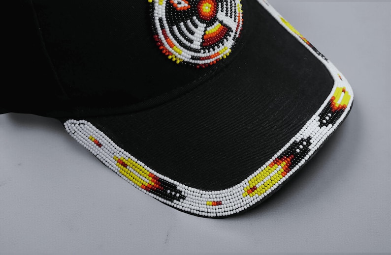 Handmade Thunderbird Beaded Baseball Cap - Native American Style Boho ...